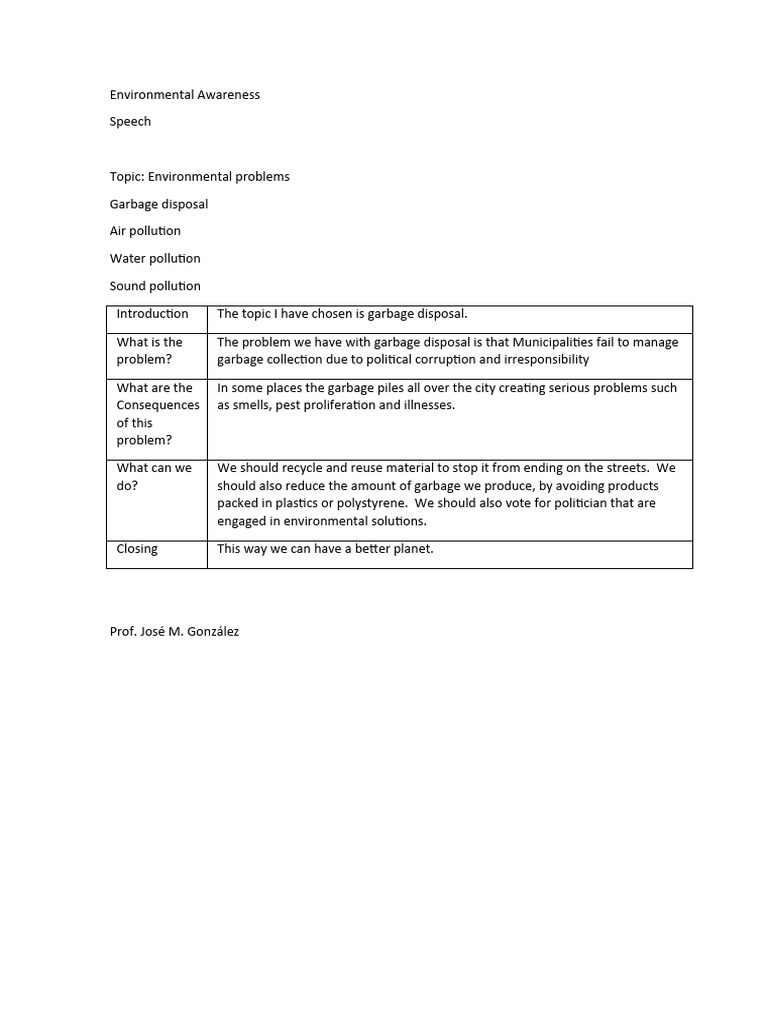 Environmental Speech | PDF | Wellness | Science & Mathematics