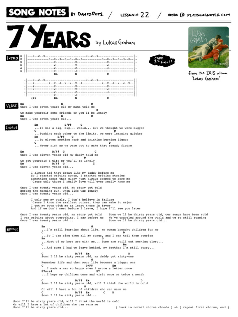 Chord Progression for "7 Years" Song | PDF | Chord (Music) | Musical Forms