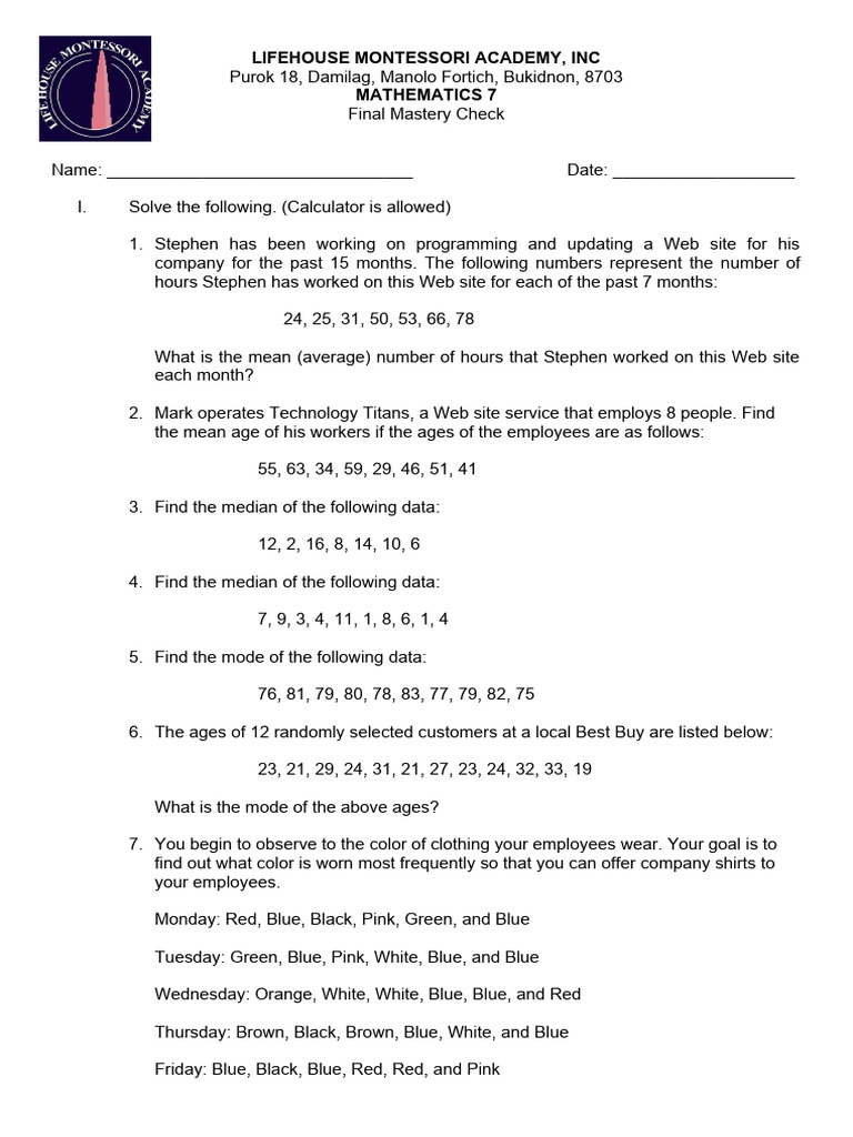 Grade 7 | PDF | Mean | Histogram