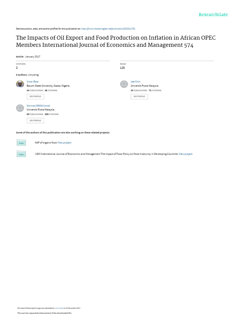 Umar Bala, Lee Chin Et Al. (2017) | PDF | Inflation | Price Of Oil