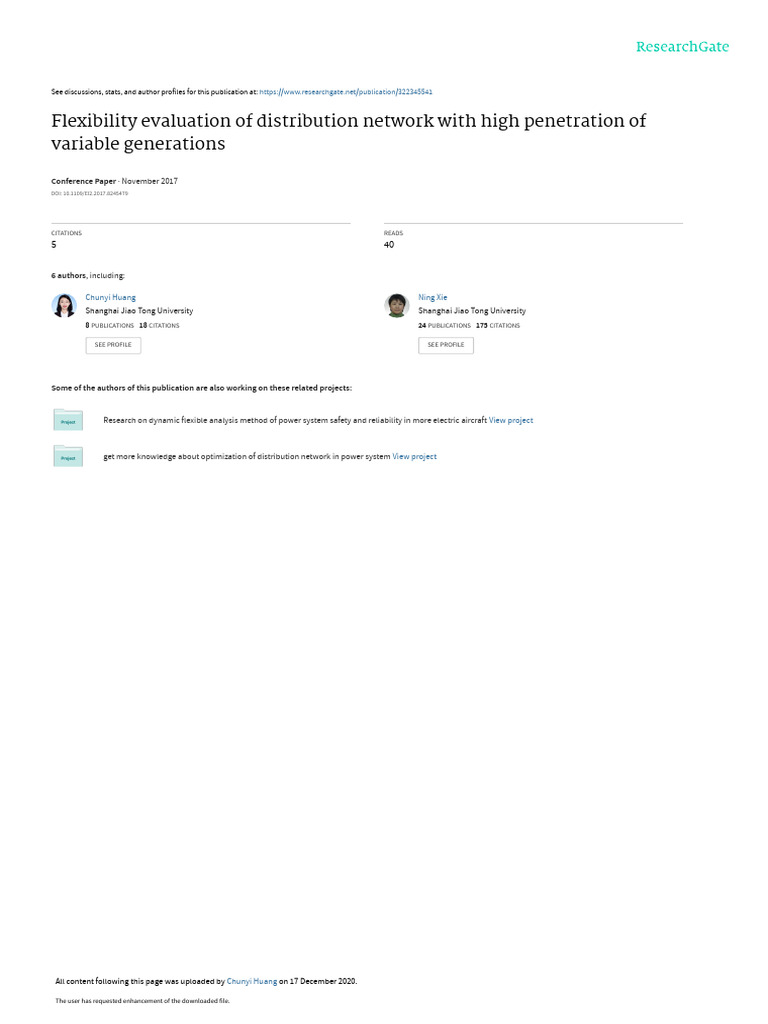 Flexibility Evaluation of Distribution Network With High Penetration of Variable Generations ...
