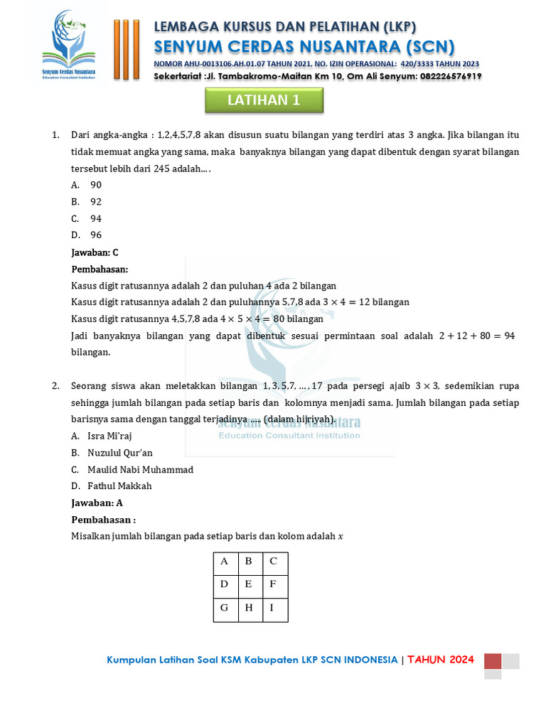 Kumpulan Latihan Soal Persiapan KSM 2024 | PDF | Metode & Bahan Ajar