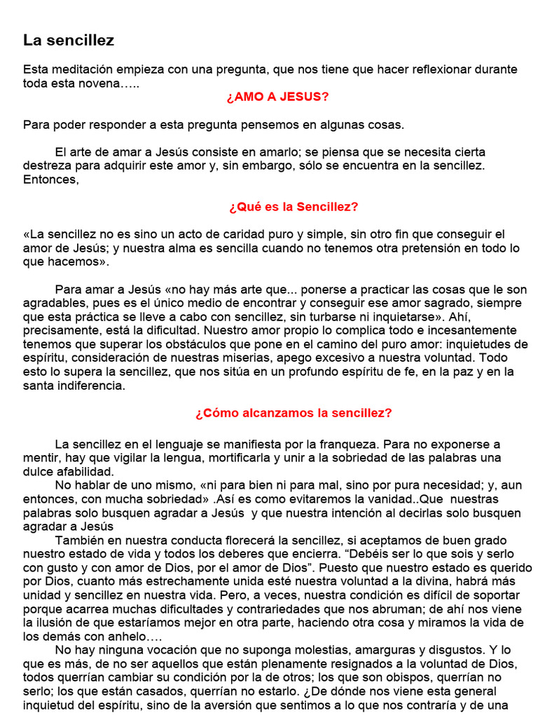 La Sencillez de Amar a Jesús | PDF | Amor | Dios