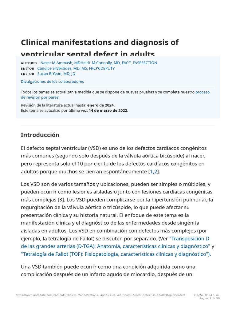 Diagnóstico de defecto septal ventricular en adultos | PDF | Corazón ...