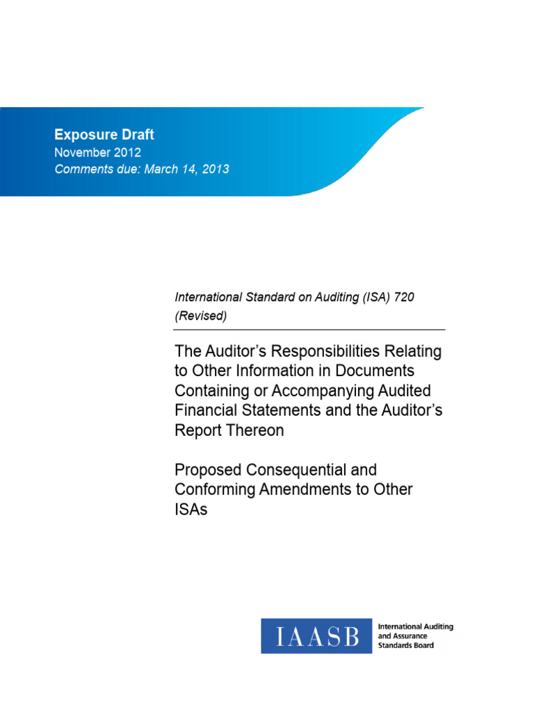 ISA 720 The Auditor's Responsibilities Relating To Other Information in ...