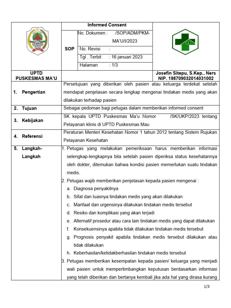 Prosedur Informed Consent Medis | PDF