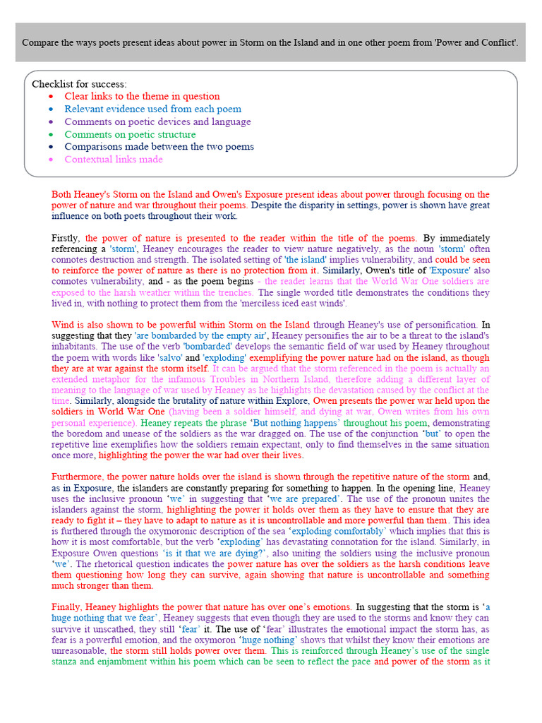 Colour Coded Exemplar Anthology Poetry | PDF | Poetry