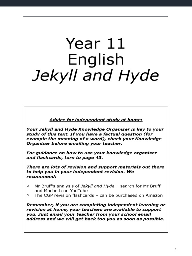 Jekyll and Hyde Booklet | PDF | Dr. Jekyll And Mr. Hyde (Character) | Strange Case Of Dr Jekyll ...