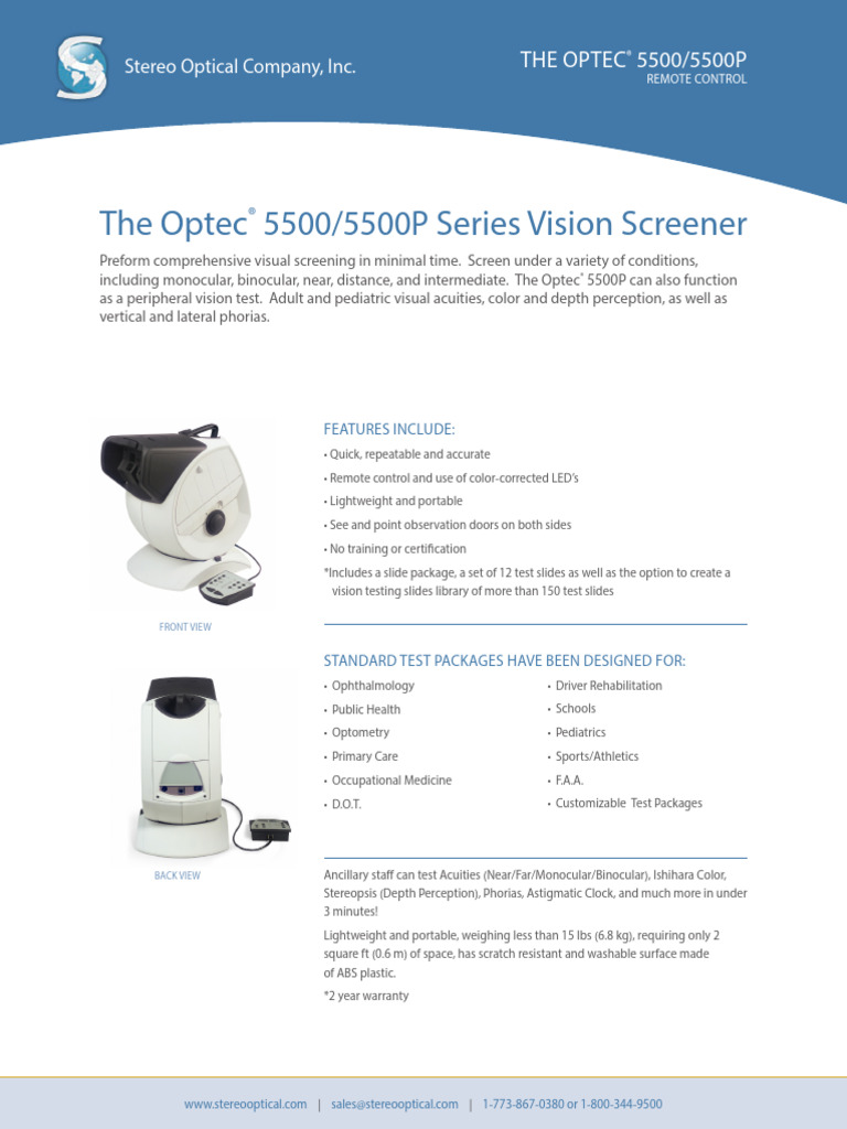 Tearsheet Optec5500 | PDF | Visual Acuity | Visual Perception