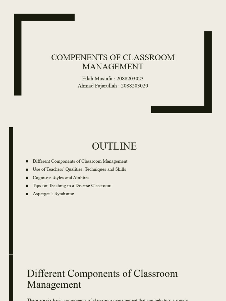 Components of Classroom Management | PDF | Asperger Syndrome | Teachers