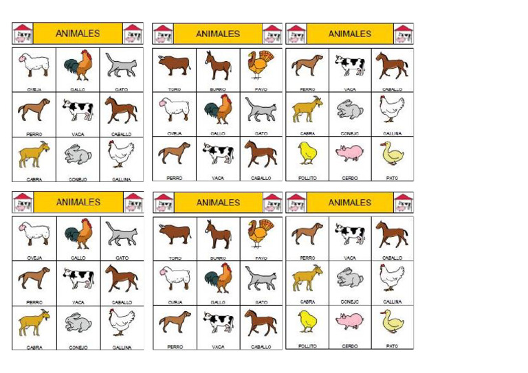 Bingo de Animales | PDF
