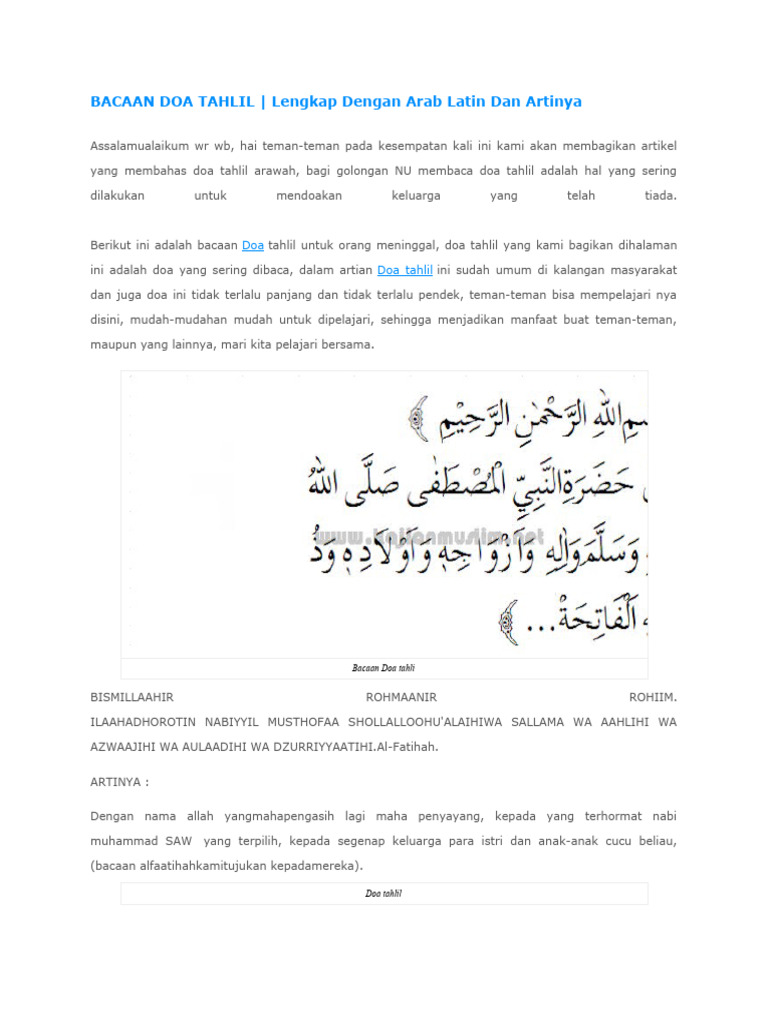 Bacaan Doa Tahlil | PDF