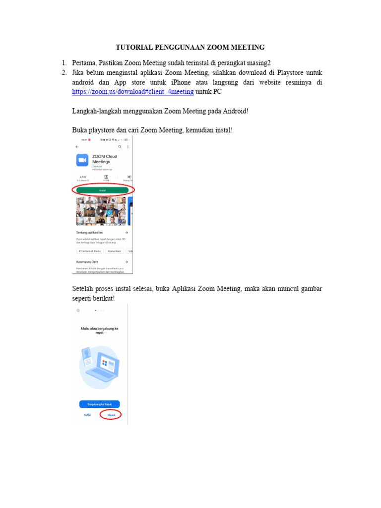 TUTORIAL PENGGUNAAN ZOOM MEETING | PDF