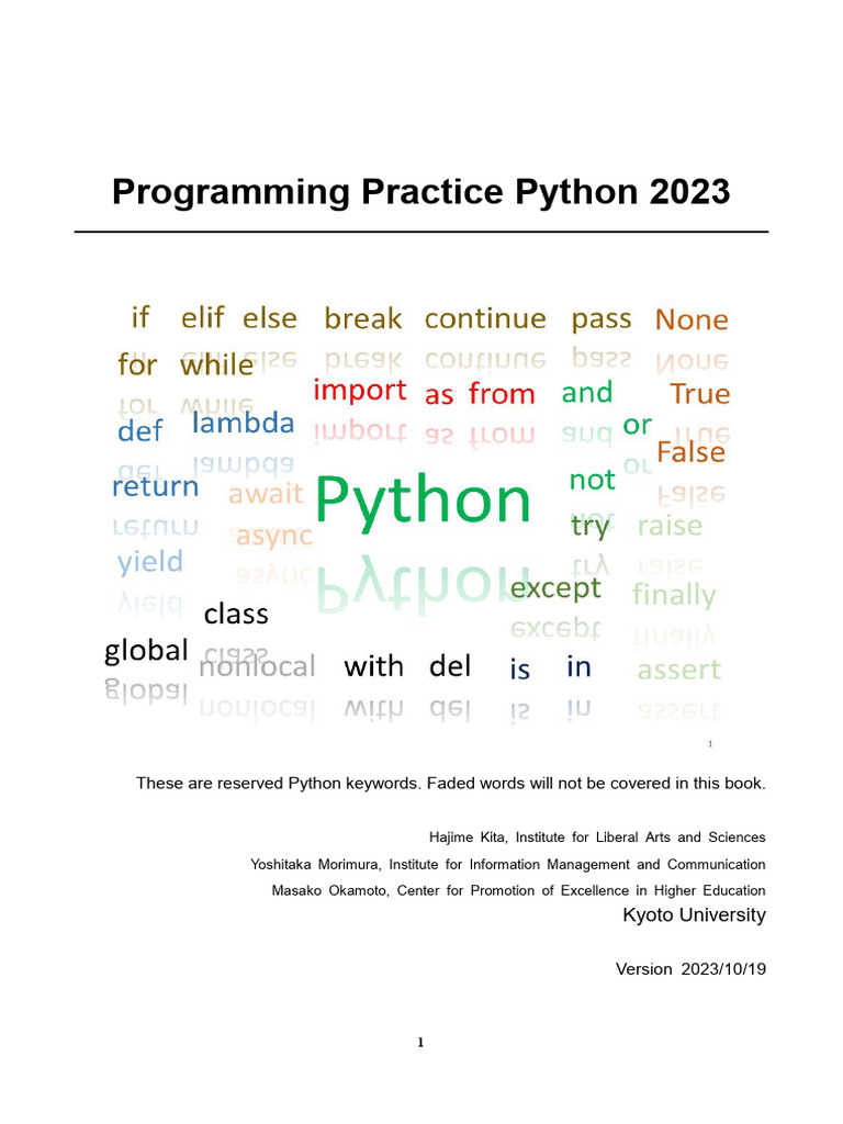 Kyoto University Python Version2023 - 10!19!01e | PDF | Python (Programming Language) | Function ...