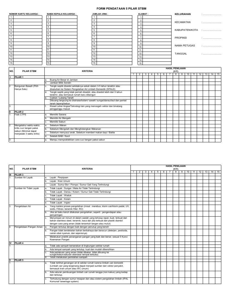 Form Pendataan STBM Penumping 2024 | PDF