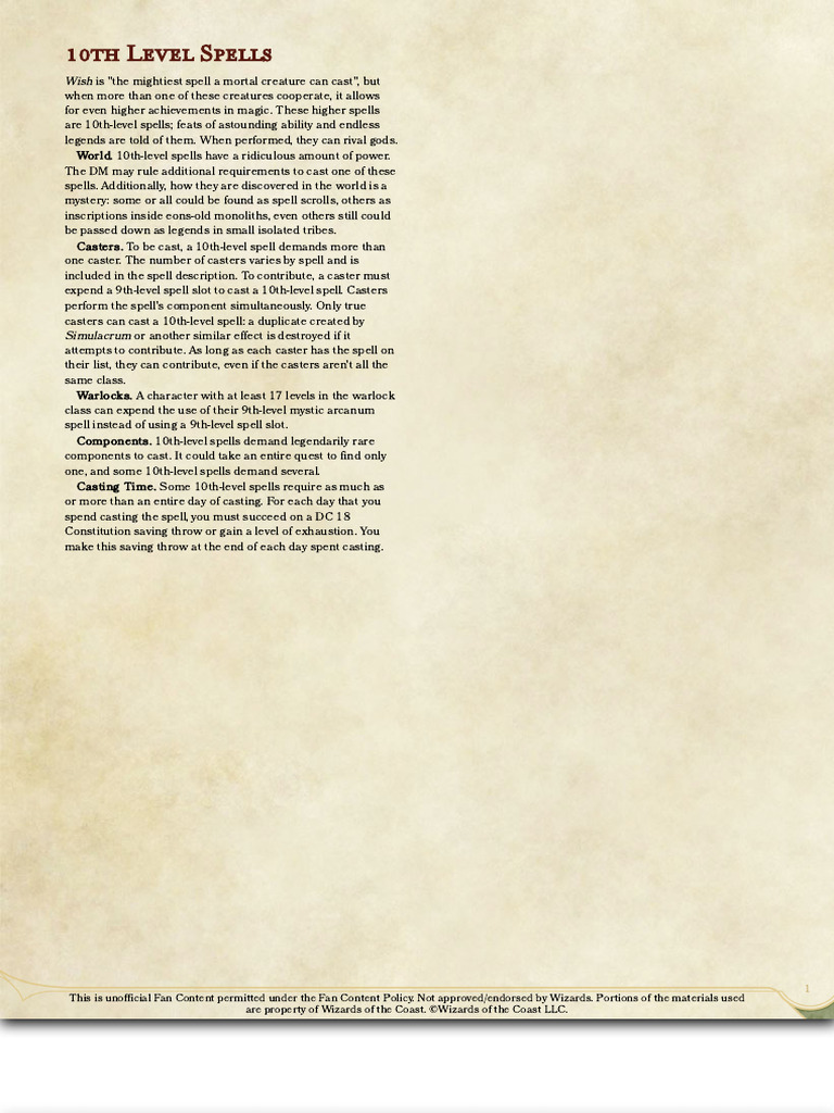 10th Level Spells - GM Binder | PDF | Magician (Fantasy) | Trees