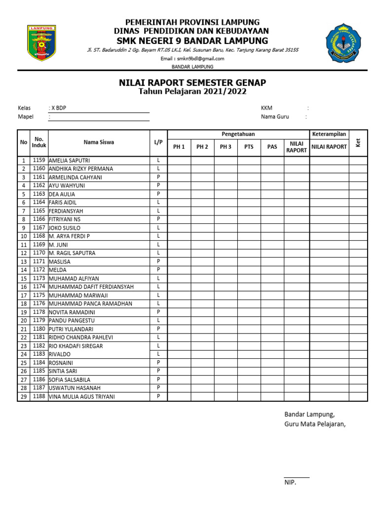 FORMAT OLAH NILAI E-RAPORT Genap 21-22 | PDF