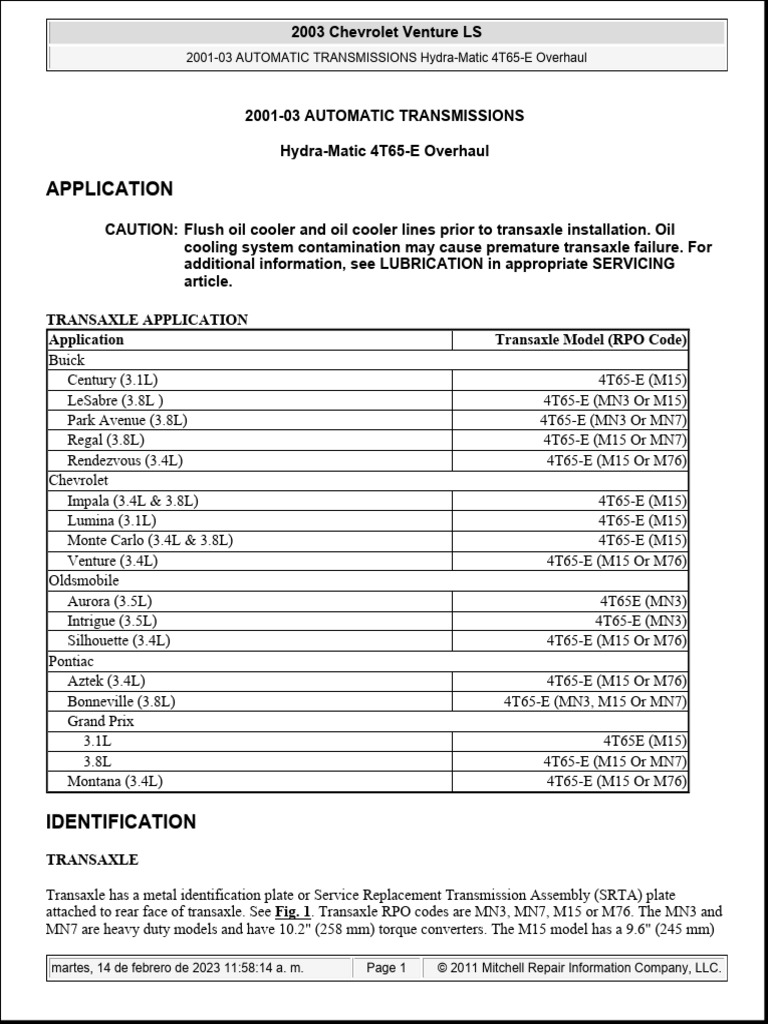 Application | PDF | Axle | Manual Transmission
