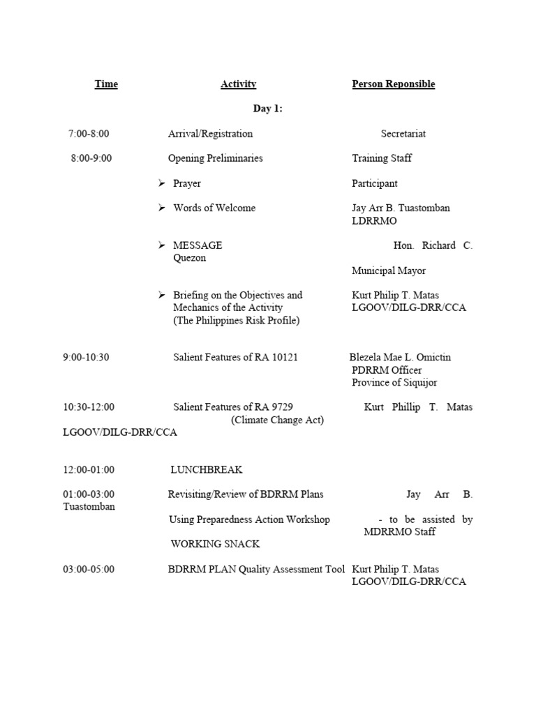 Bdrrmc Programme Pdf