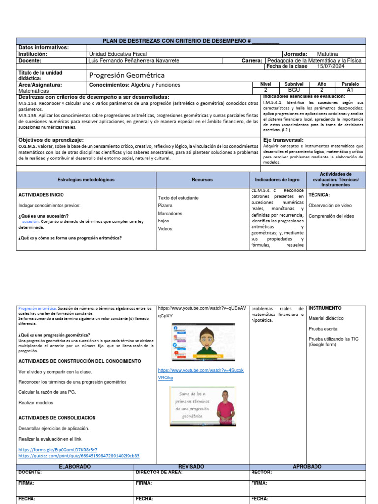 PLAN DE clase | PDF | Proporción | Secuencia