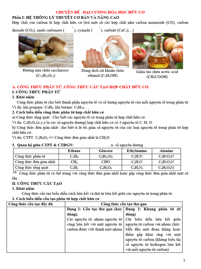 Chuyen de .Dai Cuong Hoa Hoc Huu Co - Ly1 Thuyet | PDF