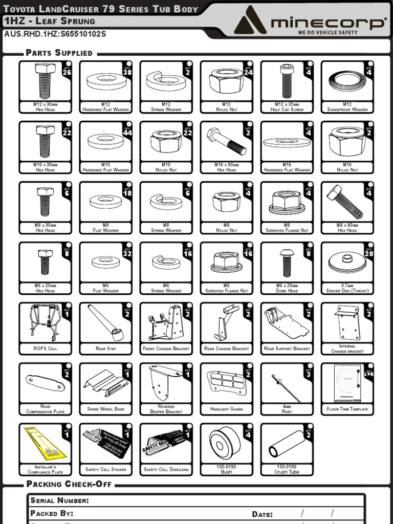 FI-0083 Toyota Land Cruiser 79 Series Tub Body External ROPS Rev B ...