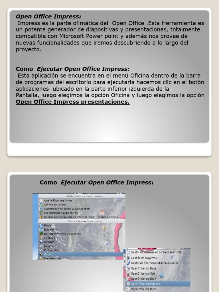 Guía de Open Office Impress | PDF | Microsoft Office | Menú (Computación)