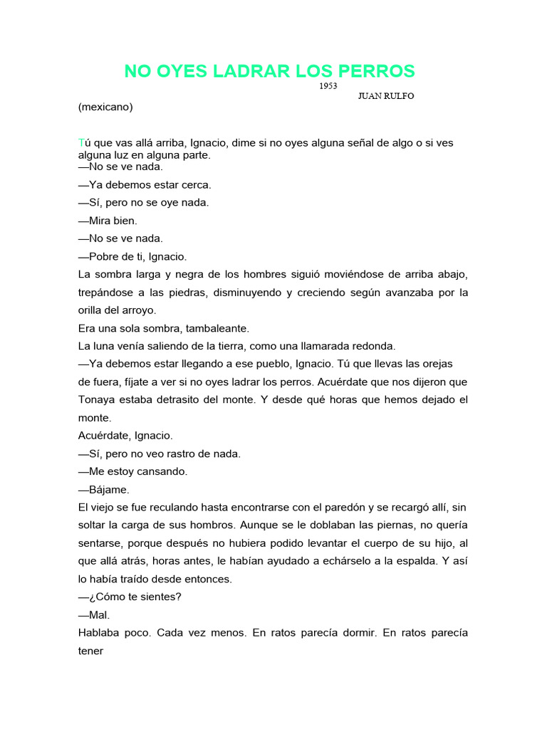 Reflexiones sobre "No oyes ladrar los perros" | PDF