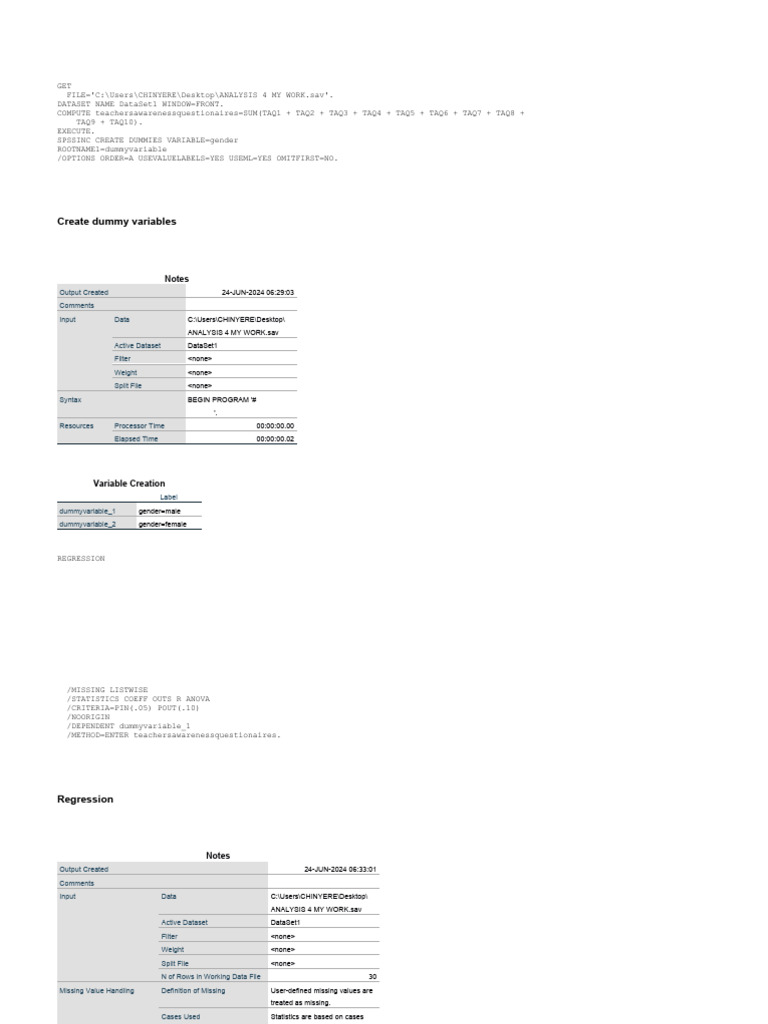 CHYREGRESSION | PDF | Errors And Residuals | Coefficient Of Determination