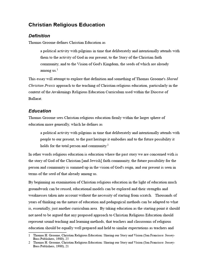 Christian Religious Education Final | PDF | Teachers | Curriculum
