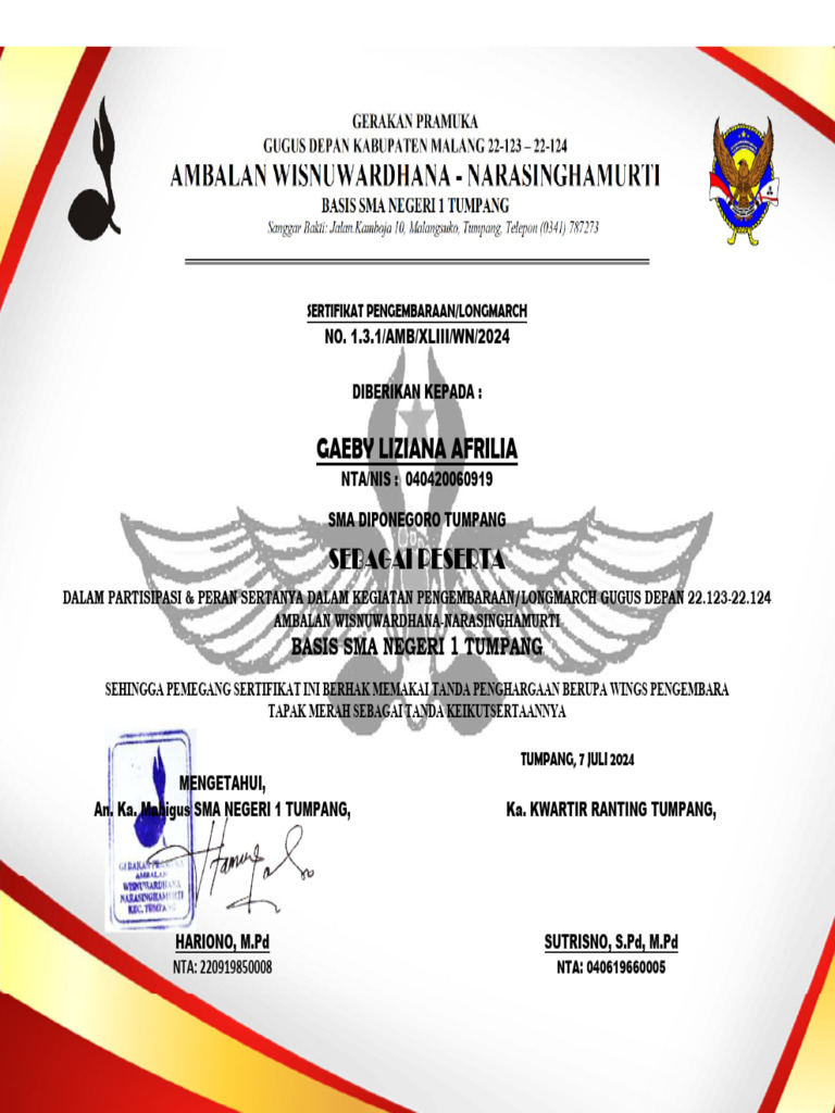 Sertifikat Pengembaraan Tapak Merah | PDF