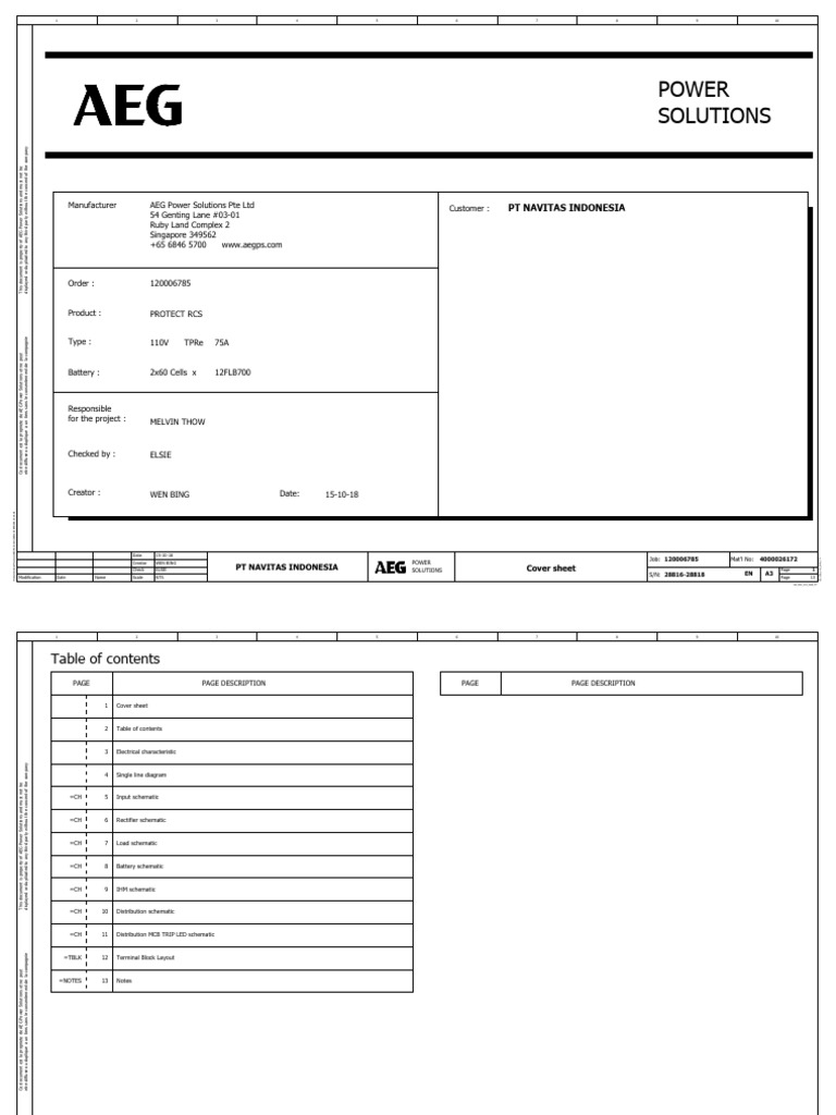 Charger Cubicle Drawing (Protect Rcs 110v Tpre 75a) SN - 28816-18 | PDF ...