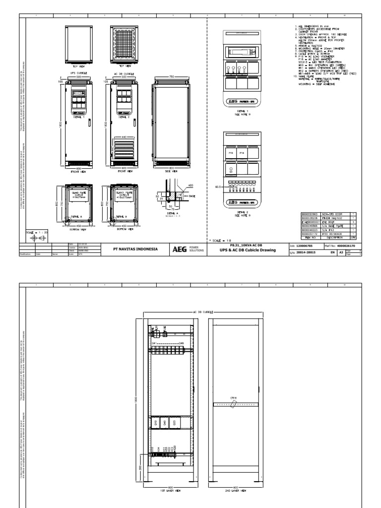 4000026170 - AC UPS & DB CUBICLE DRAWING (P8_31 10KVA) SN_ 28814-15 | PDF