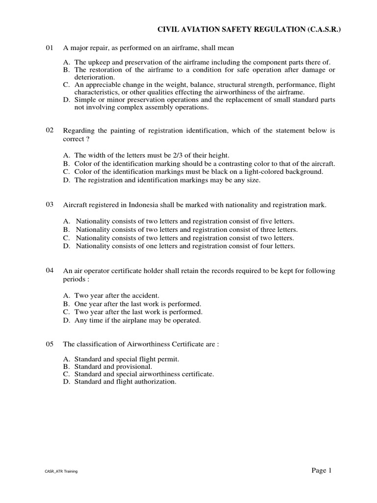 CASR-ATR | Download Free PDF | Aircraft | Aerospace