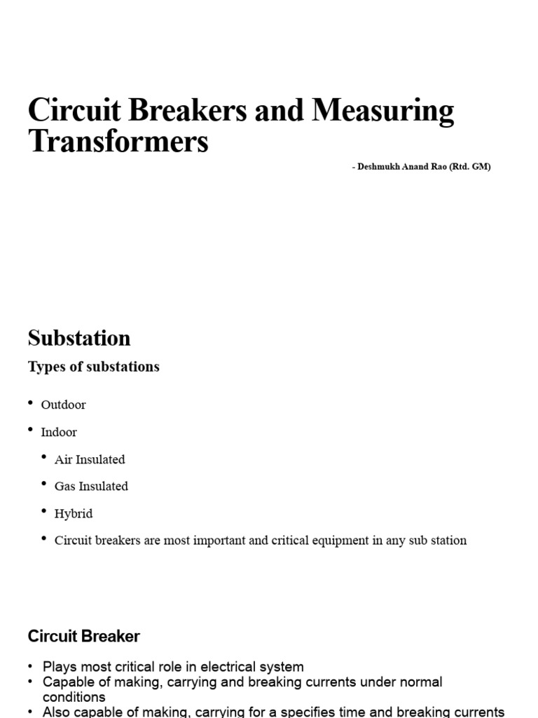 Breaker, CT and PT | PDF | Transformer | Electric Arc