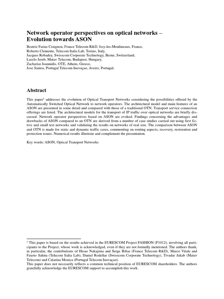 Network Operator Perspectives On Optical | PDF | Computer Network | Routing