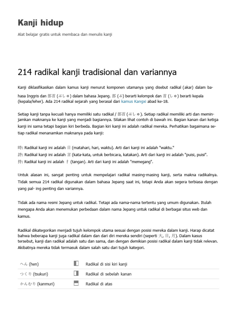 Bushu Japanese Kanji | PDF