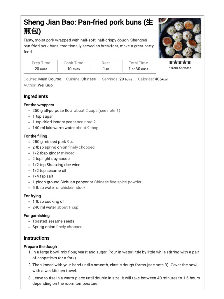 Sheng Jian Bao - Pan-fried Pork Buns (生煎包) - Red House Spice | PDF | Chinese Cuisine | Dough