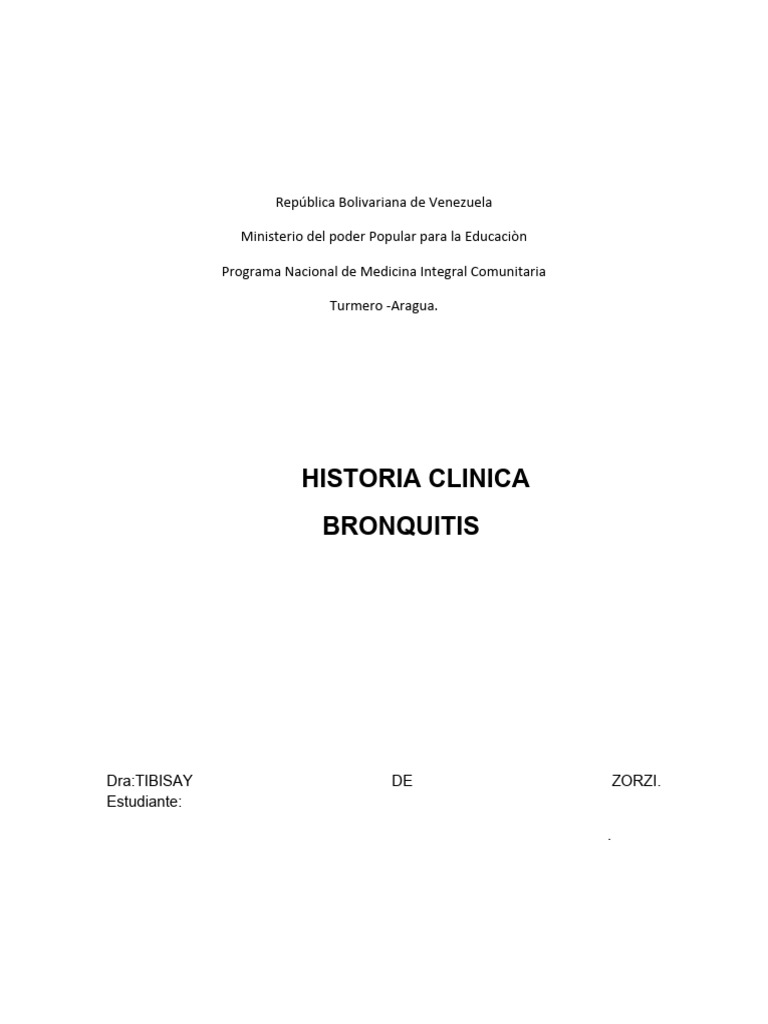 Historia Clinica de Bronquitis | PDF | Tos | Bronquitis