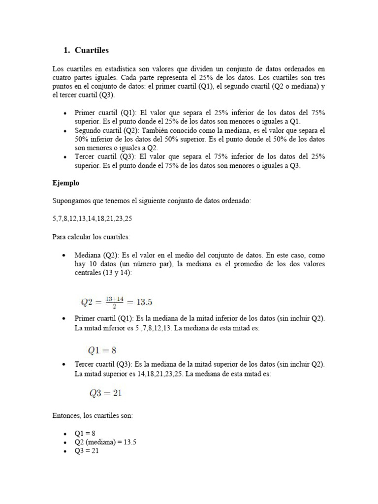 Cuartiles | PDF | Mediana | Cuantil