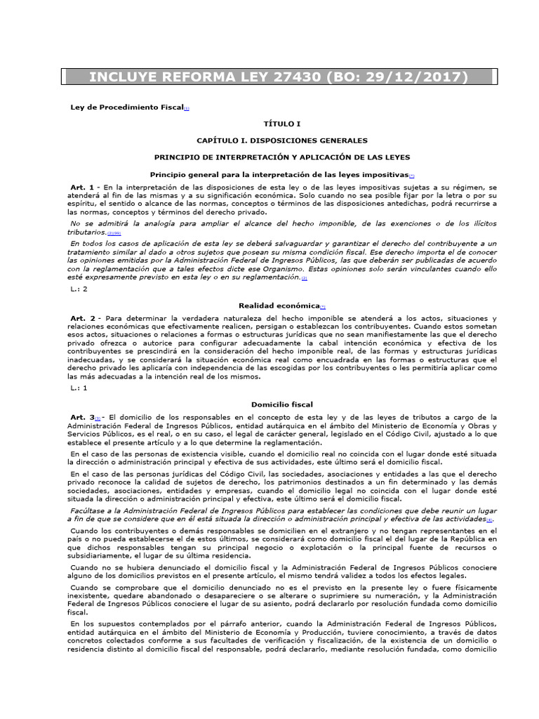 Ley 11.683 - Incluye Modificación Por Ley 27.430 | PDF | Impuestos ...