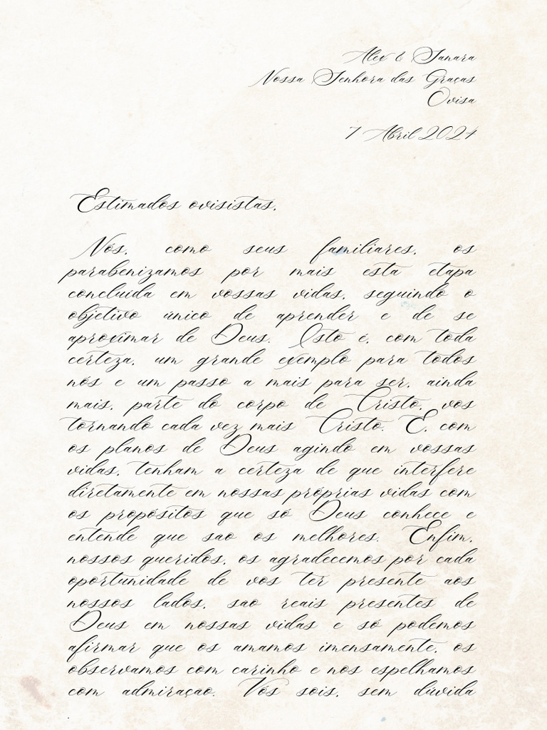 Carta OVISA Alex e Sanara. | PDF | Teologia | Crença e doutrina religiosa