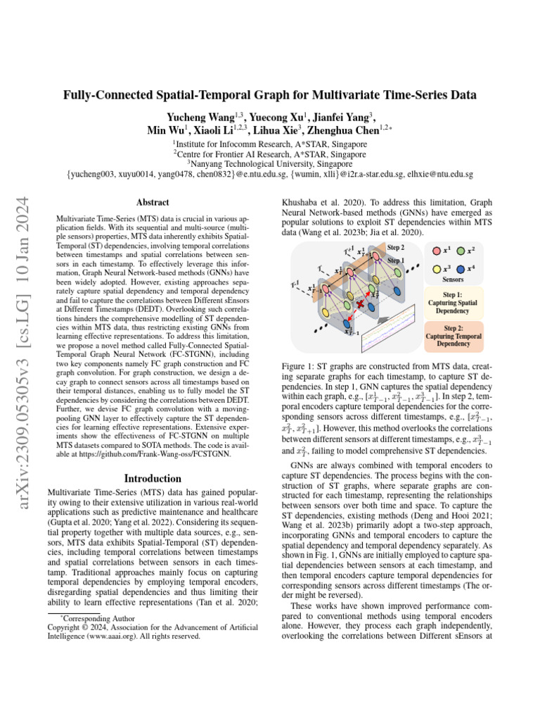 Fully-Connected Spatial-Temporal Graph For Multivariate Time Series Data | PDF | Applied ...