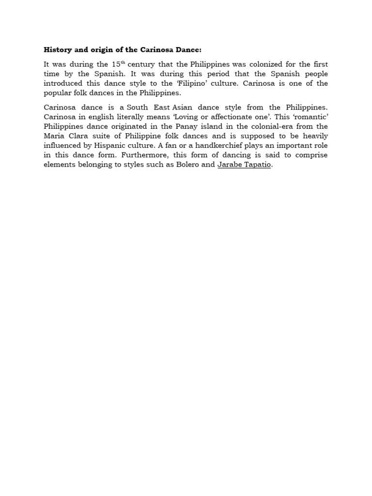 History and Origin of Cariñosa Dance | PDF