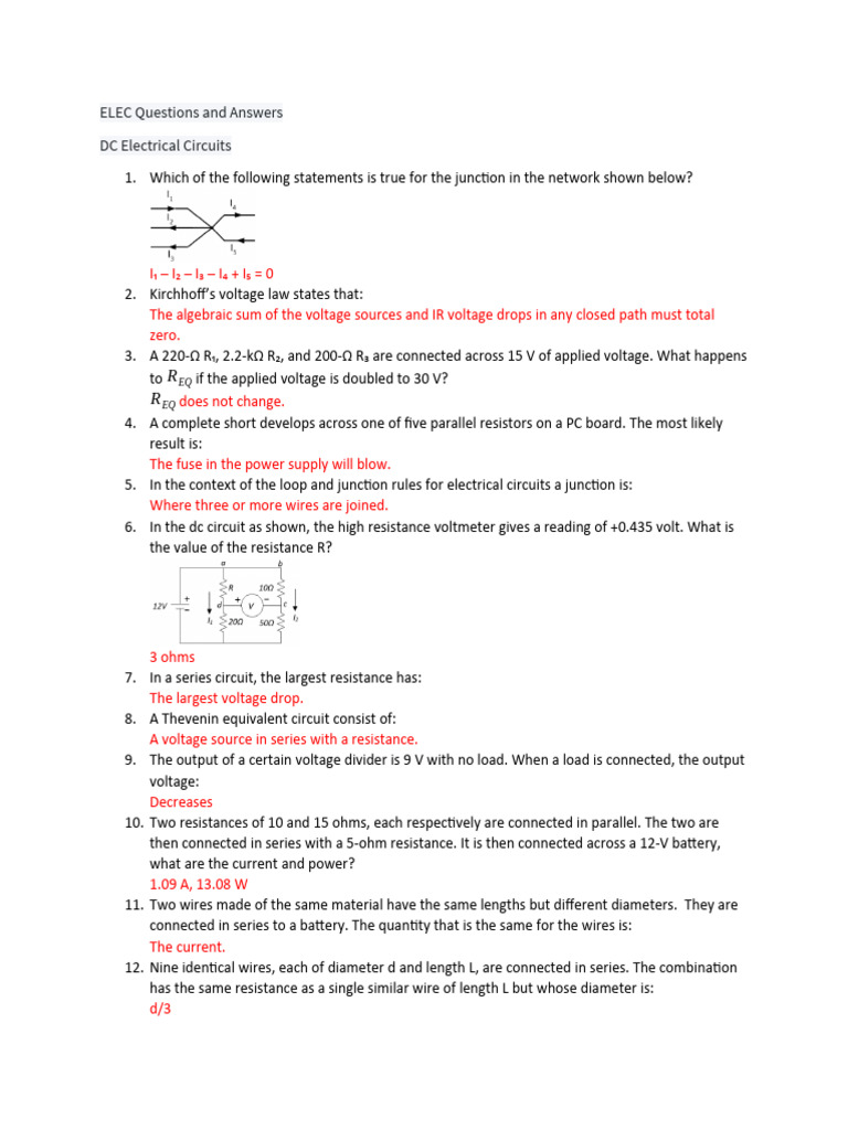 Review Exam ELEC Questions and Answers | PDF | Field Effect Transistor | Operational Amplifier