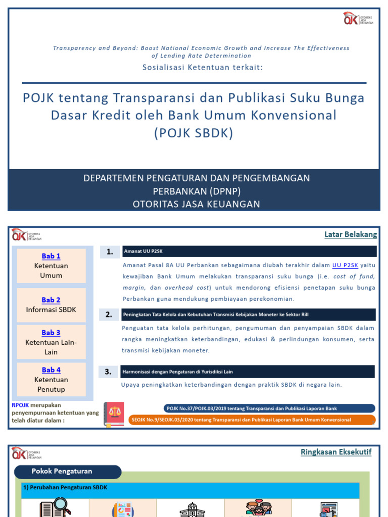 Sosialisasi POJK Tentang Transparansi Dan Publikasi Suku Bunga Dasar ...