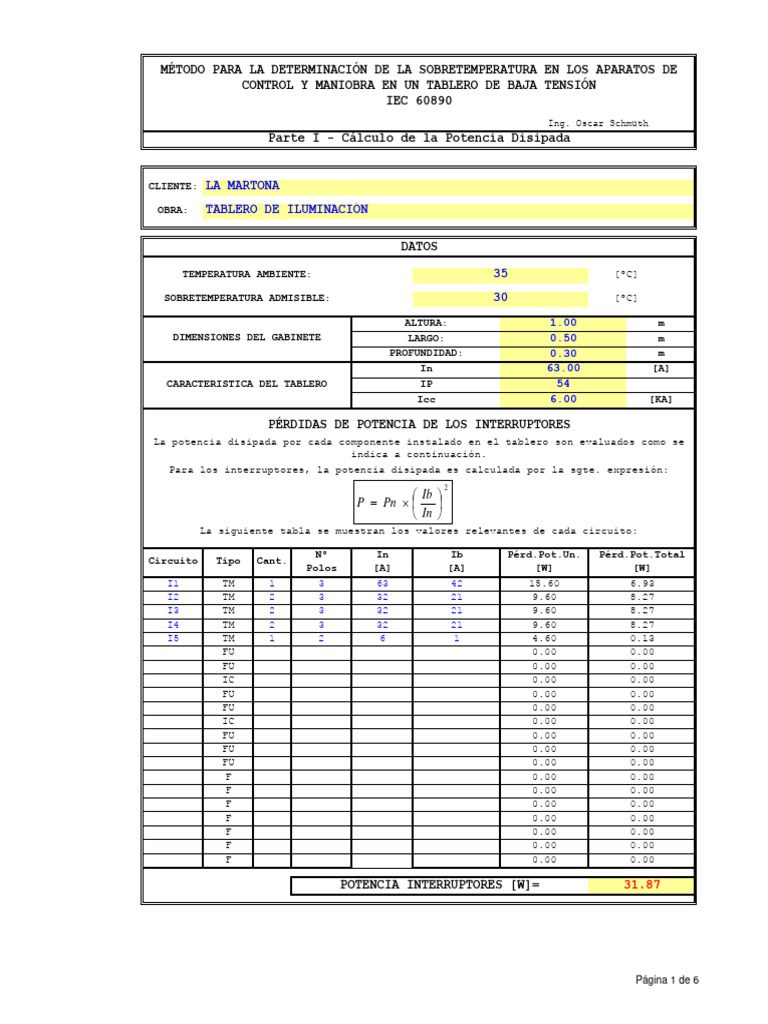 Estudio Termico Tableros BT Iec 60890 Cei 17 43 v00 | PDF