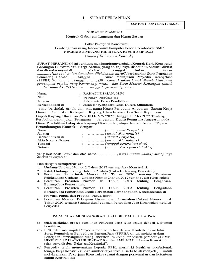 RANCANGAN KONTRAK LAb SMP 5 SPH | PDF