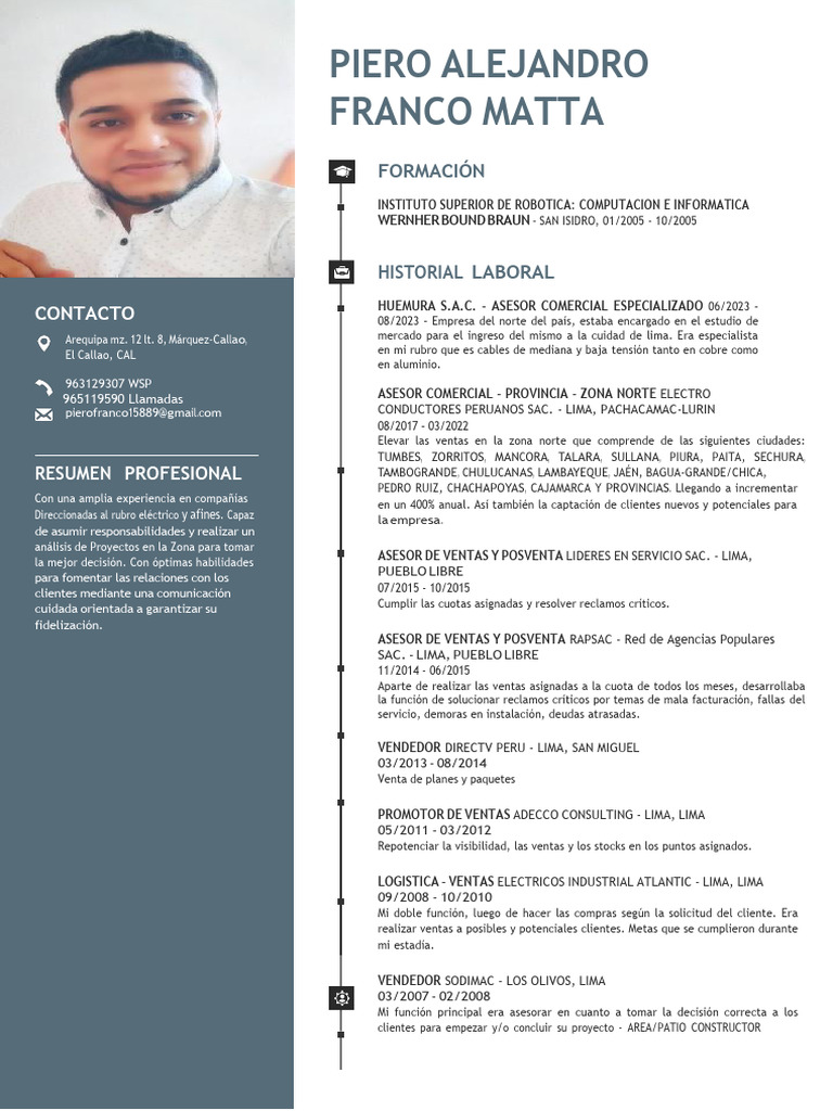 CV - Piero Alejando Franco Matta | PDF
