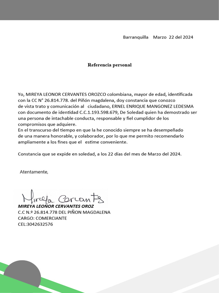 Ernel Referencia Personal | PDF